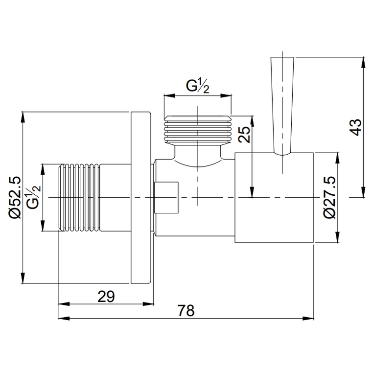 GIO A277 15X15MM ANGLE VALVE WITH LEVER 1/4 TURN