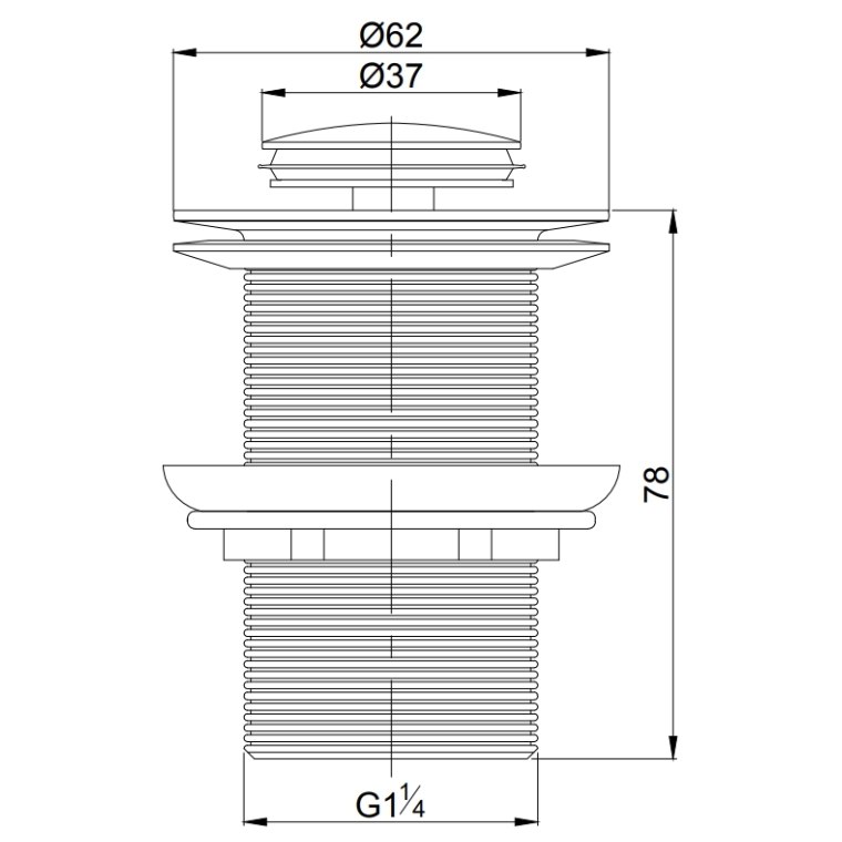 GIO BW202U/MB CLICK BASIN WASTE 32MM UNSLOTTED MATT BLACK