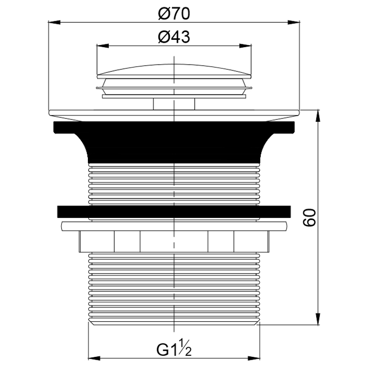 GIO BTW201/MB BATH CLICK WASTE 40MM MATT BLACK