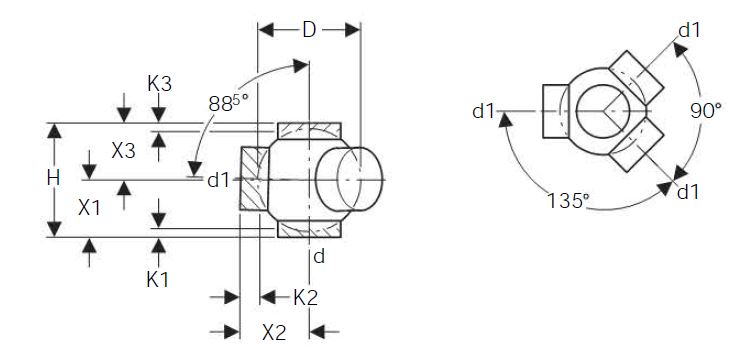 GEBERIT HDPE TRIPLE BRANCHBALL CONN. 88.5deg 125x110mm 368.600.16.1